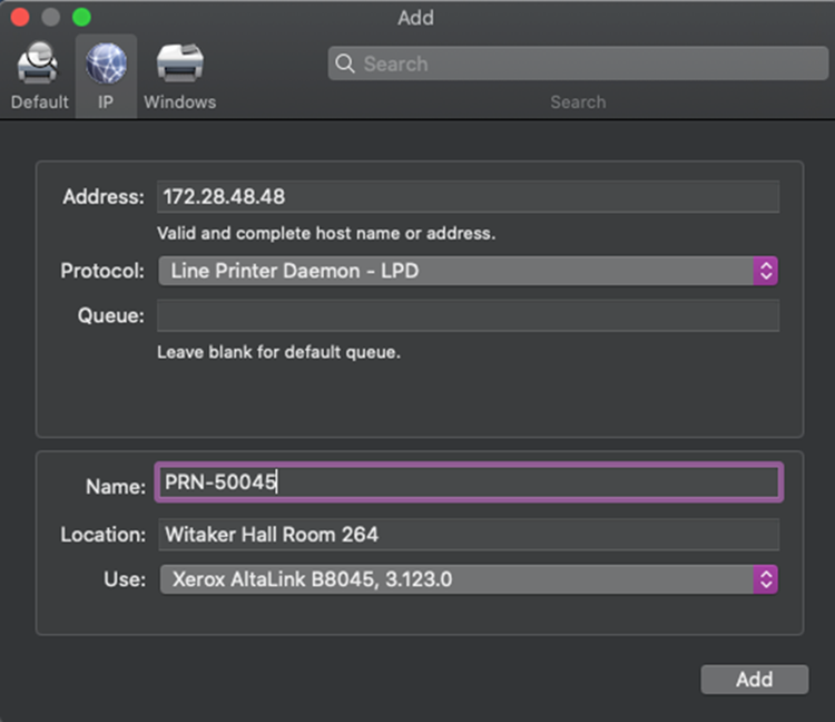 MAC -Install a Network Xerox Printer – Florida Gulf Coast University ITS