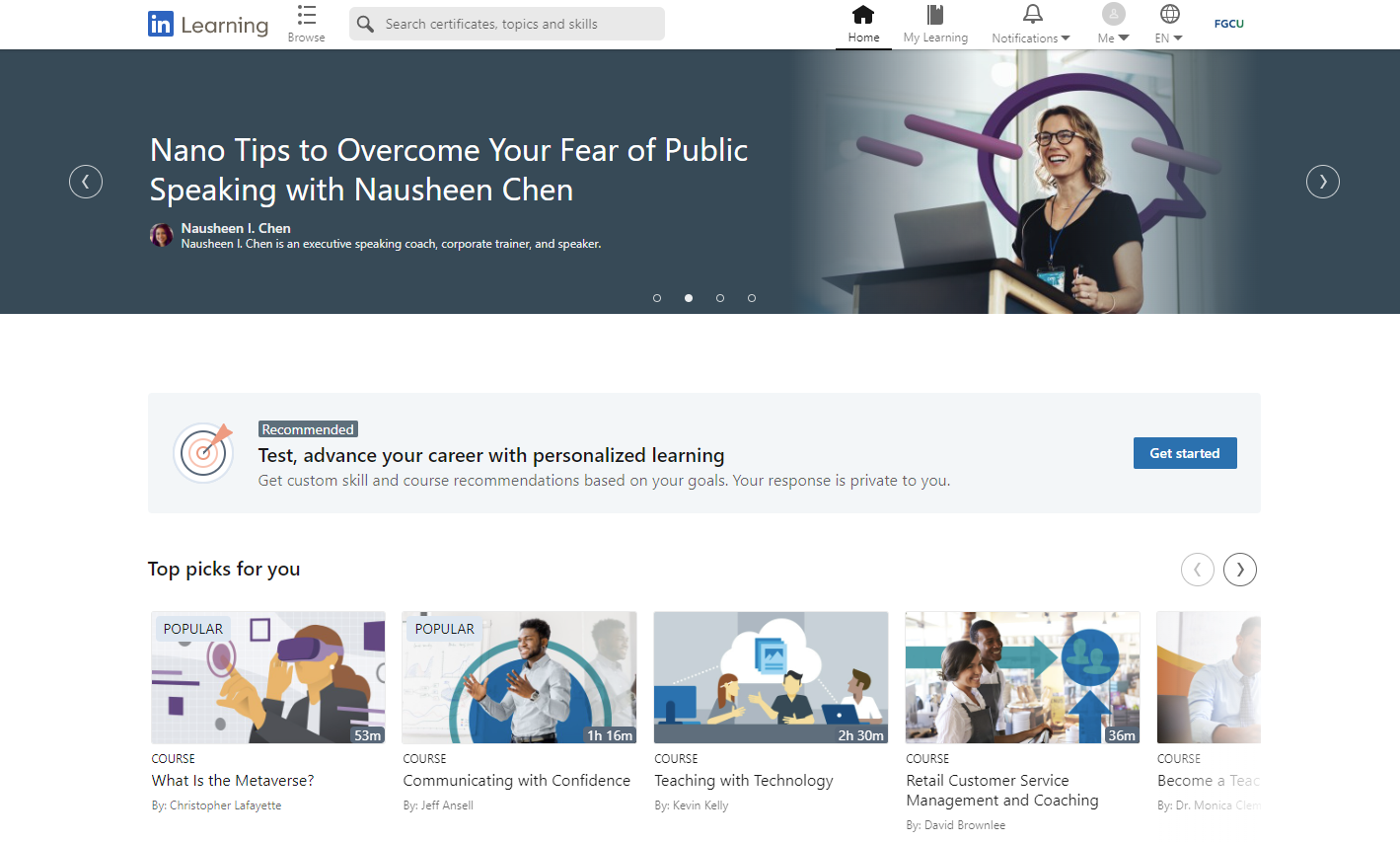 Getting Started with LinkedIn Learning – Florida Gulf Coast University ITS