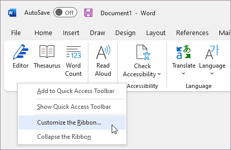 Customizing the Ribbon in Microsoft 365 – Florida Gulf Coast University ITS