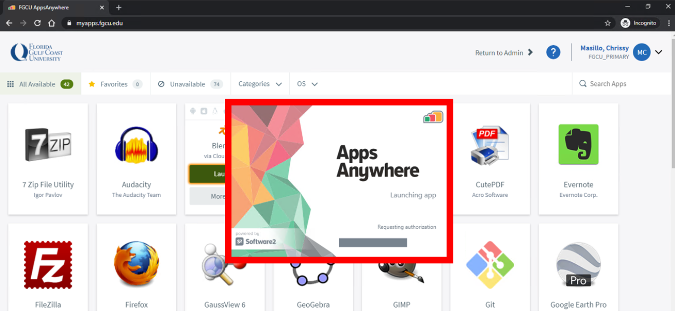 Accessing AppsAnywhere on a Personal Computer – Florida Gulf Coast ...