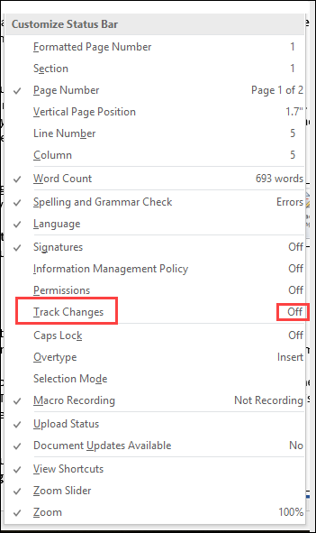 Word: Track Changes – Florida Gulf Coast University ITS