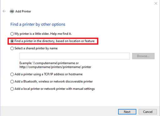 Adding a Network Printer, through the Directory, on a Windows 10 Device ...