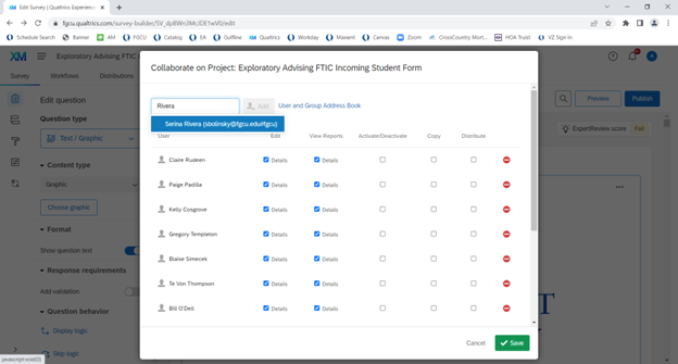Collaborating in Qualtrics – Florida Gulf Coast University ITS